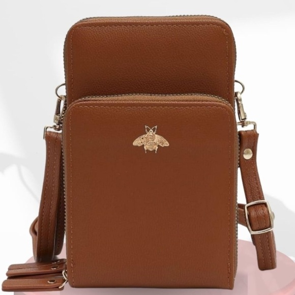 Bags | New Cognac Gold Insect Crossbody Bag | Poshmark